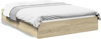 vidaXL Cadre de lit et tiroirs chêne sonoma 140x190 cm bois ingénierie