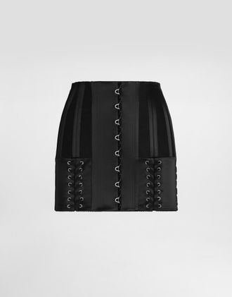 Dolce & Gabbana Stretch Satin Miniskirt - Frau R&ouml;cke Schwarz Satin 38