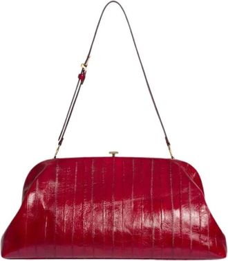 Alberta Ferretti Femme, Sacs, Rouge, Taille: ONE Size Maxi Pochette en Cuir dAnguille