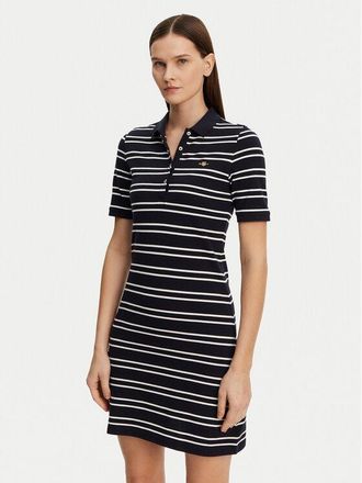 GANT Kleid f&uuml;r den Alltag Striped Shield 4200571 Dunkelblau Slim Fit