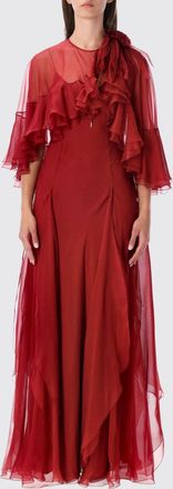 Alberta Ferretti Robe de soir&eacute;e longue en mousseline de soie avec volants