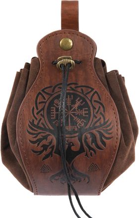 Generico Kunstleder-W&uuml;rfel, Vintage-G&uuml;rteltasche, mittelalterlich, verstellbarer G&uuml;rtel, Tasche mit Kordelzug, exquisite Verarbeitung, Vintage-Leder-Kordelzugt