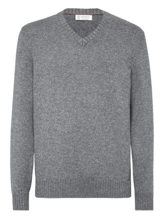 Brunello Cucinelli pull en cachemire à col v - Gris