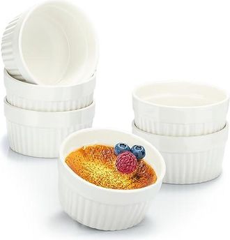 Com-Four 6x moules à soufflé - bols à crème brûlée en céramique - moules pour le four - bol à dessert à 200ml