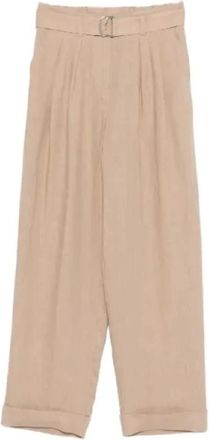 PANICALE Panicale, Femme, Pantalons, Beige, Taille: 40 FR Belted Pleated Pantalons