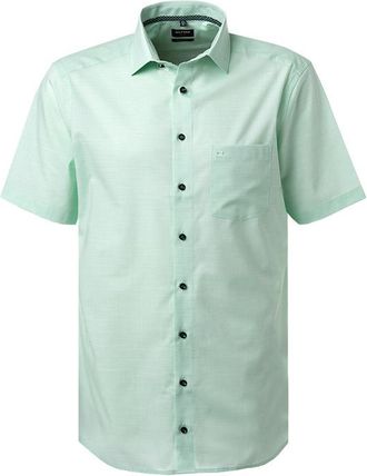 Olymp Herren Kurzarmhemd grün Baumwolle
