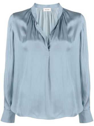 Zadig&Voltaire blouse &agrave; col montant - Bleu