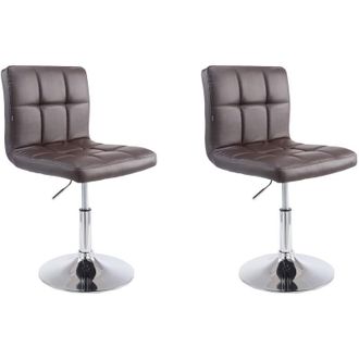 Clp Lot de 2 chaises lounge Palma V2 en similicuir ajustable et pivotant Marron