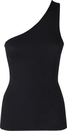 Maison Kitsun&eacute; Femme, Tops, Noir, Taille: 38 FR Soft Fine Rib Asymmetric Top
