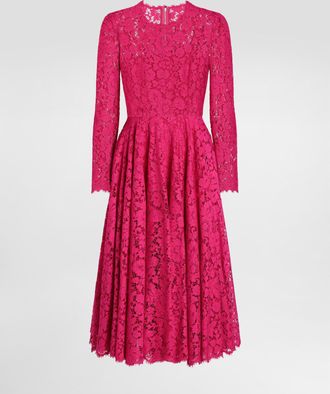 Dolce & Gabbana Longuette-tellerkleid Aus Kordelspitze - Frau Kleider Rosa 40