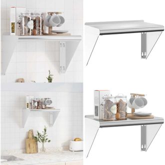 vidaXL Wandregal 50x30x31 cm Silbern Edelstahl - Wandregal - Edelstahlregal - Schweberegal - Wohnraumorganisation - Platzsparend - Home & Living