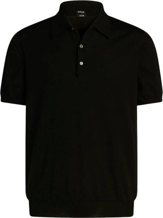 Kiton Homme, Tops, Noir, Taille: S Polo &agrave; Manches Courtes en Pur Coton
