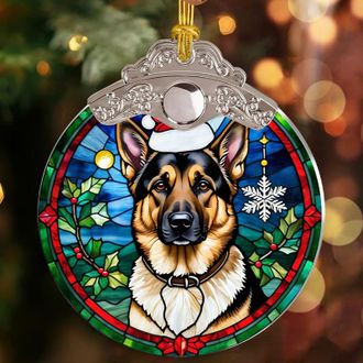 Generic Sch&auml;ferhund Deutsch Weihnachtsdeko Glas Weihnachtsbaumschmuck Mit Schnur Weihnachtsanh&auml;nger