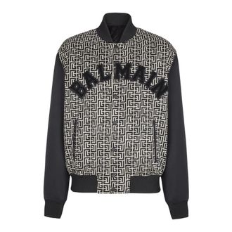 Balmain Homme, Vestes, Noir, Taille: XL Veste Varsity monogramm&eacute;e &agrave; patchs