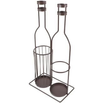 Lurrose Stabiles Weinregal aus Robustem Eisen Multifunktionaler Flaschenhalter mit Korkensammlung Langlebiges Metall Display f&uuml;r Weinflaschen Praktisches Desi