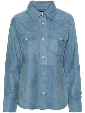 Stand Studio chemise Western en cuir - Bleu