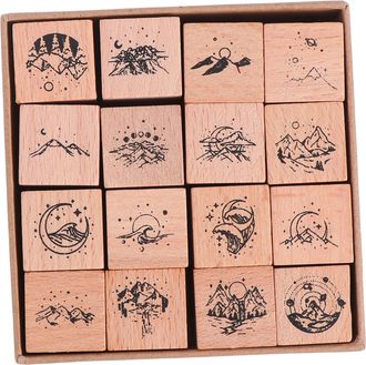 DOITOOL 16 St&uuml;ck Teiliges Holzstempel f&uuml;r Scrapbooking Diy Kreativstempel mit Klaren Motiven Leichtes Vintage Design f&uuml;r Bastelarbeiten Karten und Geschenkide