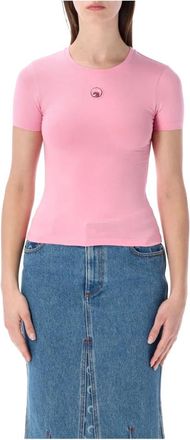 Marine Serre Femme, Tops, Rose, Taille: 42 FR Baby Tee Moon Pearl
