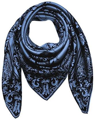 Lorenzo Cana Foulard pour la femme - écharpe de 100% soie pour le printemps et l´été, carré avec les mesures de 90 x 90 cm - une sensation de luxe en bleu noir