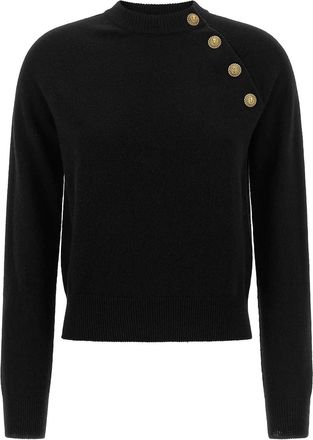 Balmain Rundhalspullover - Schwarz