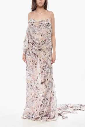 Celine Slip Dress FOULARD Silk Chiffon Floral Print Celine