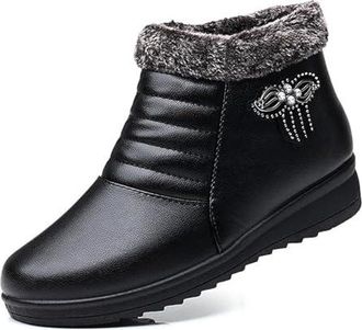 Generic Bottes de neige chaudes antid&eacute;rapantes avec fermeture &eacute;clair lat&eacute;rale et semelle souple et antid&eacute;rapante - Avec strass &eacute;tincelants - Pour la marche en
