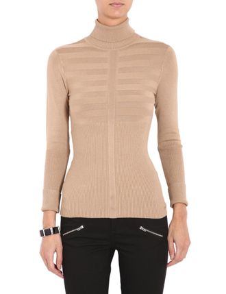 Morgan Damen Sweater 132-MENTOS.M, Rollkragen, Uni, Braun (Camel), 36 (Herstellergr&ouml;&szlig;e: S)