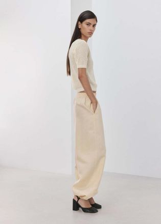 Mango Pull maille ajour&eacute;e manches courtes &eacute;cru - Femme - XS - MANGO