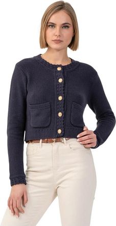 Kocca Femme, Pulls, Bleu, Taille: 44 FR Gilet court manches longues &agrave; boutons