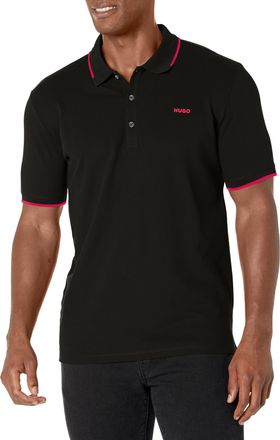 HUGO BOSS Herren Slim Fit Poloshirt aus Baumwollmix Polohemd, Stormy Black, Mittel