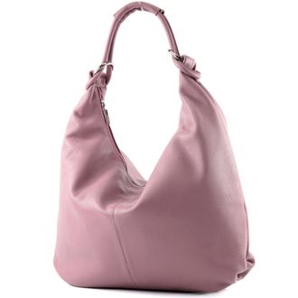 modamoda.de 337 Damen Leder Schultertasche Shopper Large handmade in Italy, Farbe:Altrosa2021