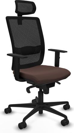 Piqueras y Crespo Schreibtischstuhl mit 1D-Armen, h&ouml;henverstellbare Lendenwirbelst&uuml;tze und h&ouml;henverstellbares Kopfteil und Neigungsverstellung, Schwarz/Dunkelbraun