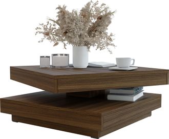 Mirjan24 Couchtisch Luriso, Sofatisch, Obere Tischplatte frei drehbar, Kaffeetisch, Wohnzimmertisch, Teetisch (Nuss Zulawski)
