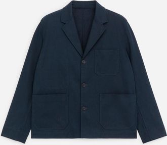 Arket L&auml;ssiger Blazer Aus Baumwolle Und Leinen -Blau