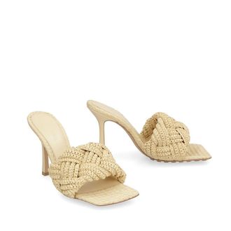 Bottega Veneta Womens Beige Raffia Mules