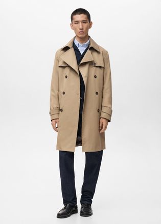 Mango Trench ceinturer&eacute;sistant &agrave; leau beige - Homme - L - MANGO MAN