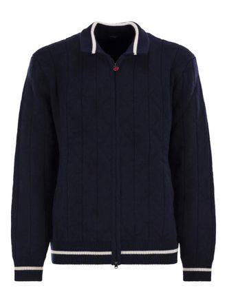 Kiton cardigan zipp&eacute; en cachemire - Bleu
