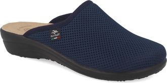 FLY FLOT | Fresh Woman, atmungsaktive Damen-Hausschuhe, Hausschuhe mit elastischem Mesh-Obermaterial, gepolsterte Einlegesohle aus sto&szlig;festem Leder, blau, 35 E