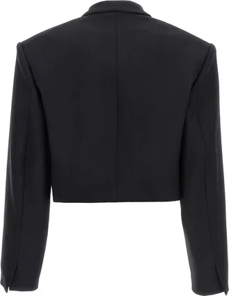 DAVID KOMA Cropped Stretch Wool Blazer - Black
