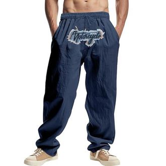 Generic Pantalon en lin pour homme, coupe ajust&eacute;e, gris et coton, pantalon formel, pantalon cargo avec cordon de serrage, pantalon cargo fin pour homme, panta