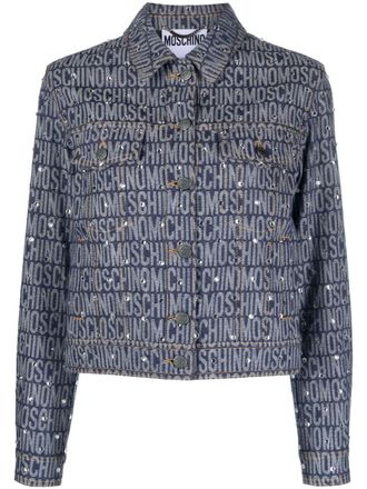 Moschino veste en jean à motif monogrammé - Bleu