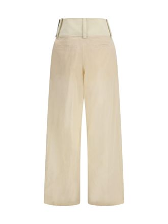 Sportmax Womens Ferito Pants Ecru Cotton Trousers