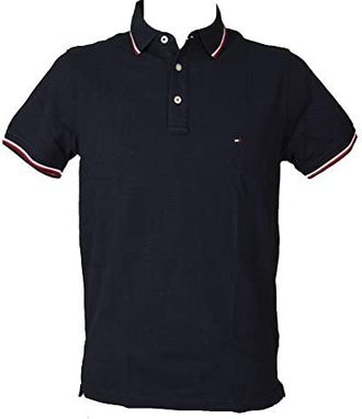 Tommy Hilfiger TH Polo Homme Manches Courtes avec col et Boutons Coton Slim fit Article XM0XM01582 Tommy TIPPE, CHS Navy Blazer, M