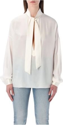Tom Ford Femme, Blouses et Chemises, Blanc, Taille: 34 FR Tunique Lavalli&egrave;re en Cr&ecirc;pe de Chine de Soie