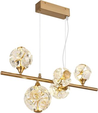 Globo Lighting Globo Lighting - Pendelleuchte H&auml;ngelampe Esstischleuchte Glas Kristalle goldfarben led h 150 cm