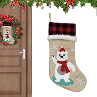 Generico Vintage-Weihnachtsstr&uuml;mpfe: Weihnachtsdekoration, Strickstrumpf, klassischer Winter-Geschenkhalter, wiederverwendbar, Kamindekoration f&uuml;r Kinder, Fami