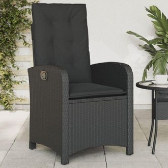 vidaXL Vidaxl - Gartensessel Verstellbar mit Kissen Schwarz Poly Rattan