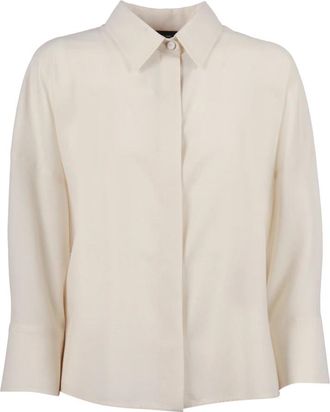 Fabiana Filippi Femme, Blouses et Chemises, Beige, Taille: 36 FR Camicia Cropped Manica 3/4 Dettaglio Filo Diamante Tagli