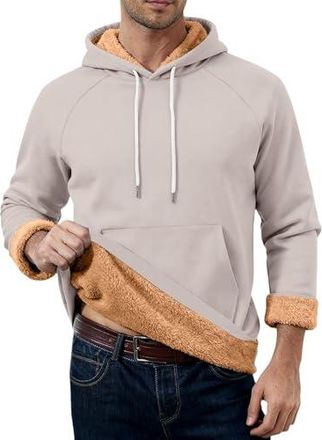 Generic Sweat &agrave; capuche pour homme - Cordon de serrage - T-shirt &agrave; manches longues - Couleur unie - Sweat &agrave; capuche doubl&eacute; - Confortable - Pull en polaire d&eacute;c