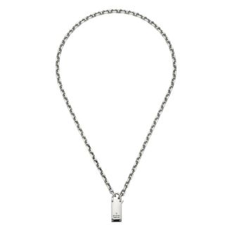 Gucci Markenhalskette aus Sterlingsilber mit Vorh&auml;ngeschlossmotiv und Detail_50cm - - Accessories - Damen - Grau - ONE SIZE